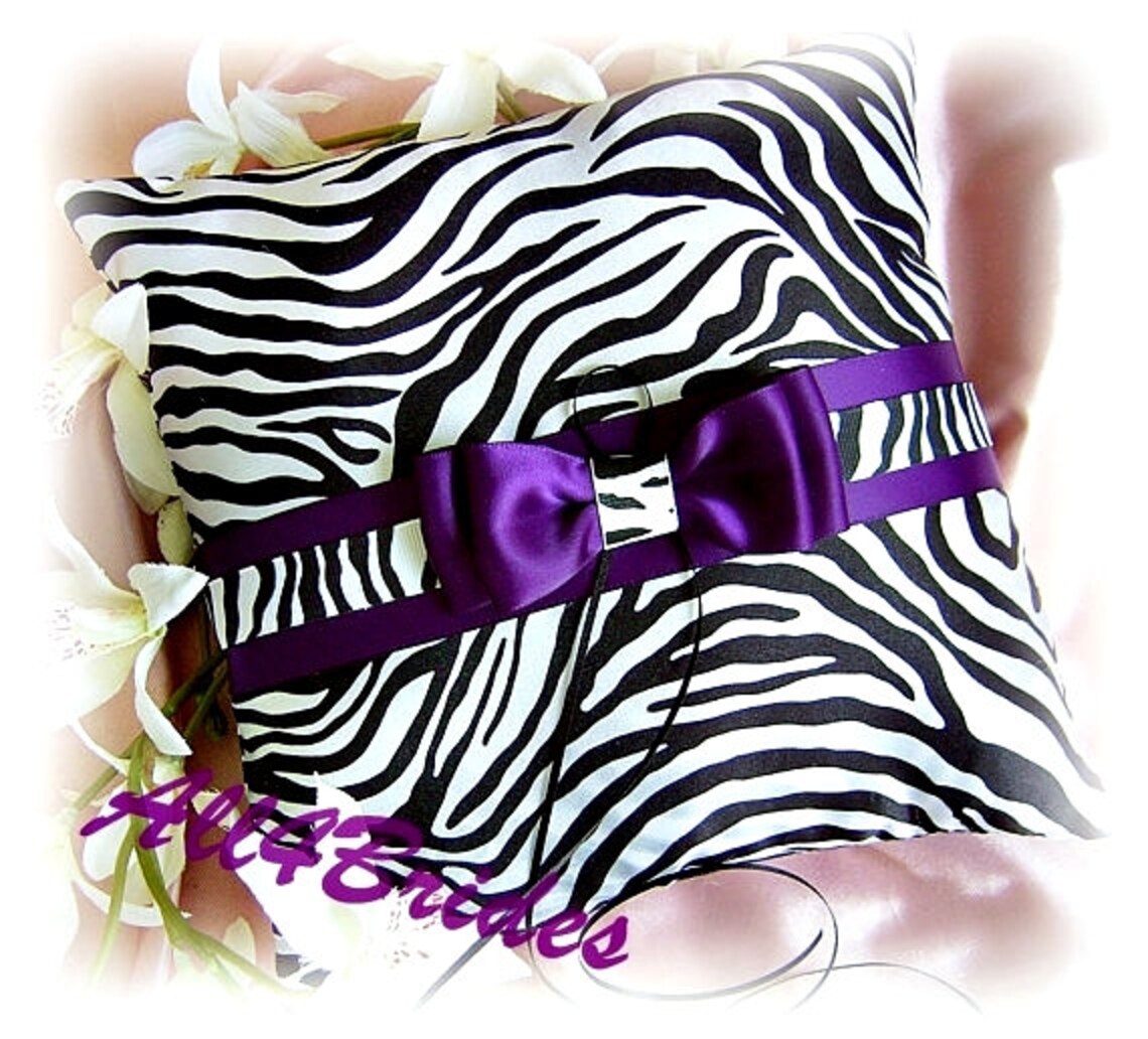 Purple and Zebra Print Wedding Pillow Zebra Weddings Ring - Etsy
