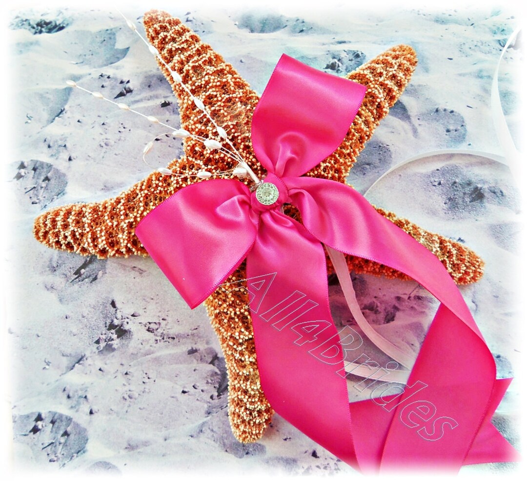 Hot Pink Beach Wedding Starfish Ring Holder. Beach Wedding Ring Bearer ...