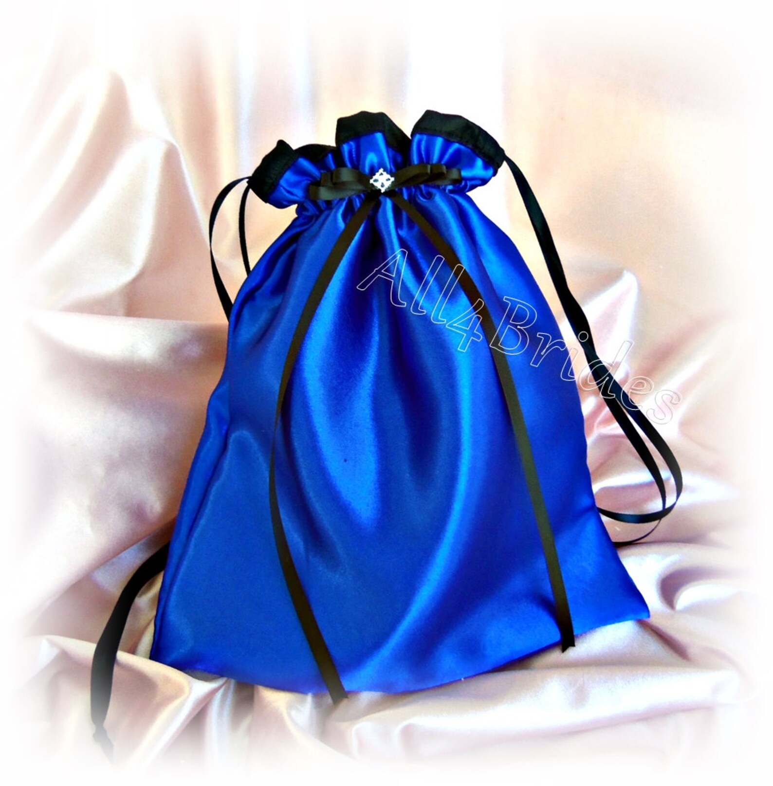 Royal Blue and Black Wedding Bridal Drawstring Bag, Money Dance Bag ...
