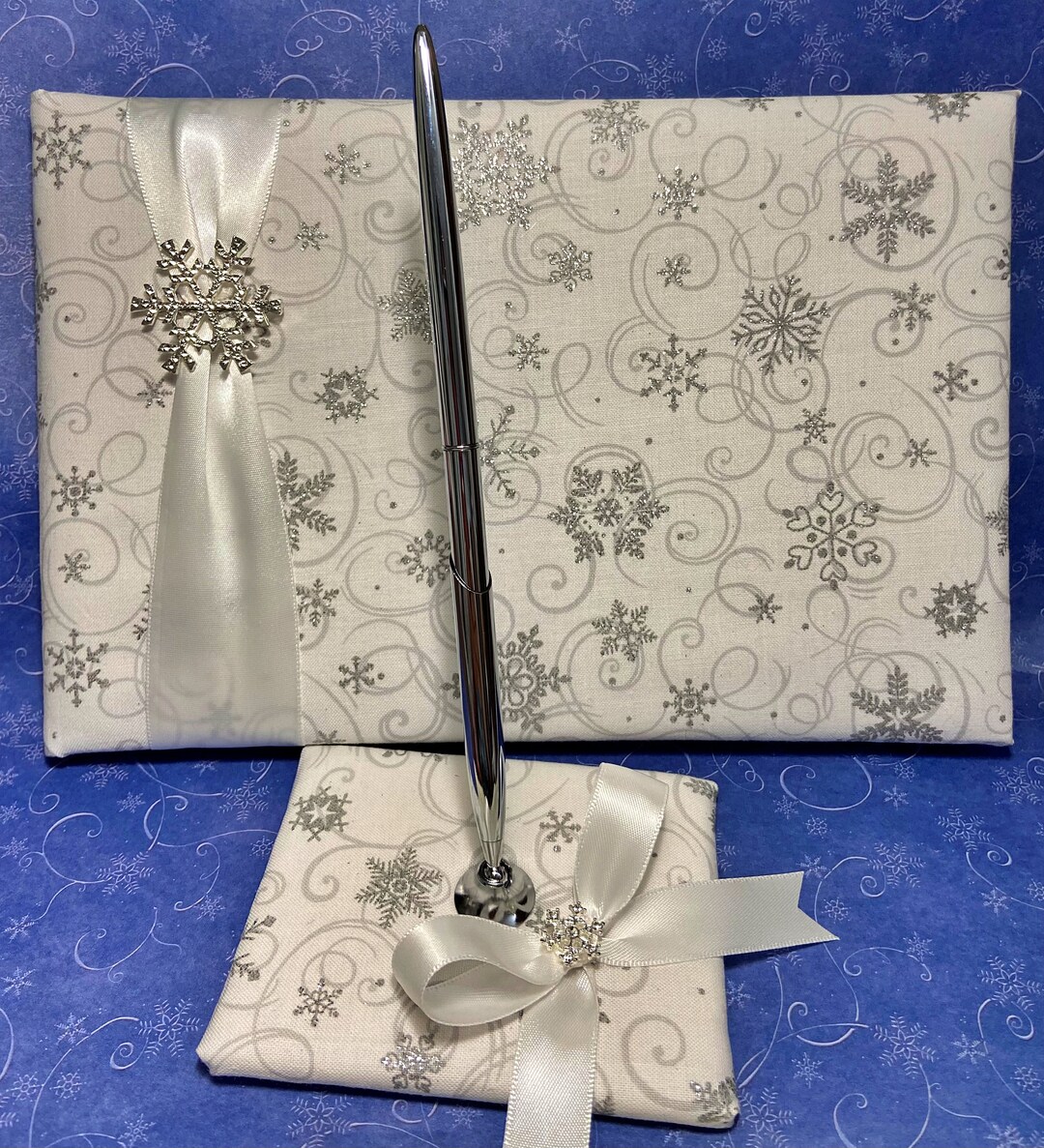 Snowflake Guest Book, Silver Snowflakes Wedding, Quinces Guest Book ...