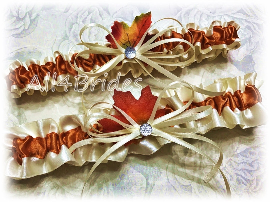 Fall Leaves Wedding Bridal Garter Set, Autumn Wedding Leg Garter Set - Etsy