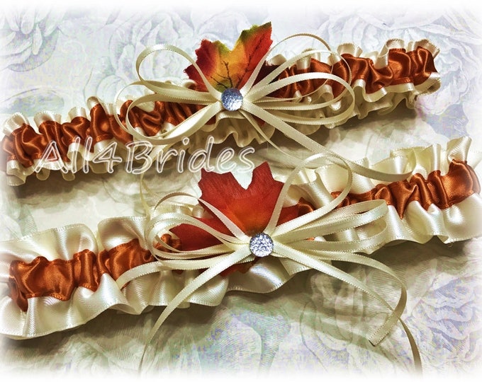 Fall Leaves Wedding Bridal Garter Set Autumn Wedding Leg - Etsy