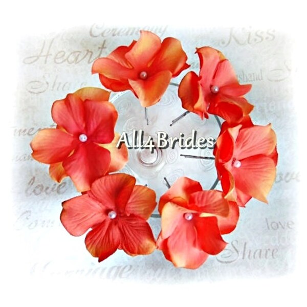 Coral Flower Hair Pin - Etsy