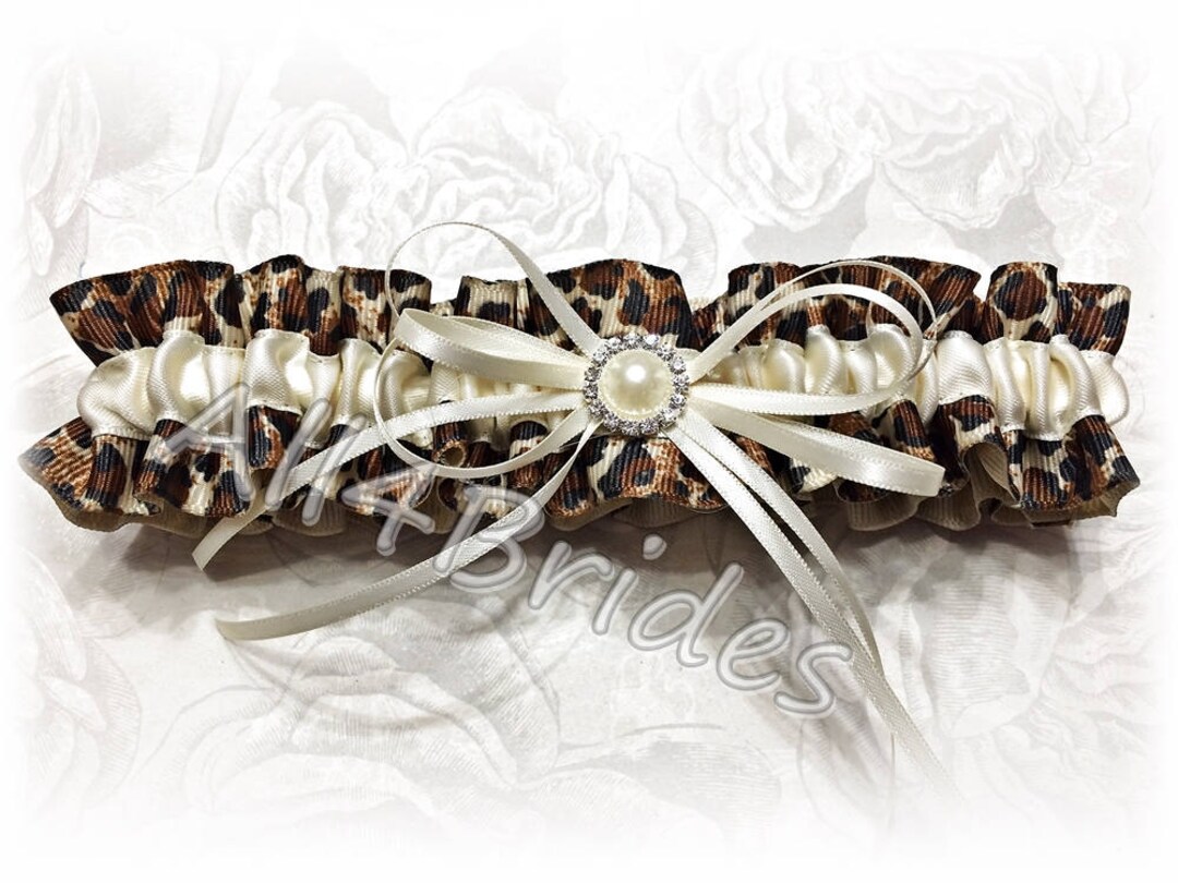 Leopard \ Cheetah Print Wedding Bridal Leg Garter, Ivory or White ...