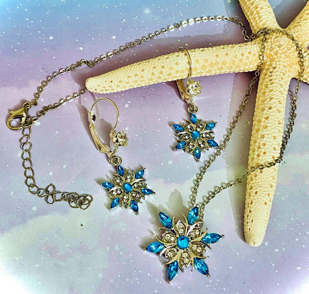 Snowflake Crystal Earrings and Necklace, Winter Wedding Bridal Jewelry ...