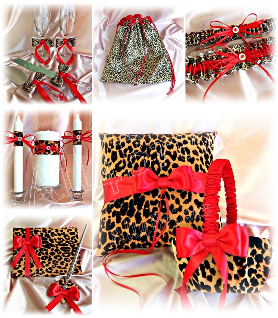 Cheetah Print and Red Wedding Basket, Pillow, Guest Book, Bridal ...