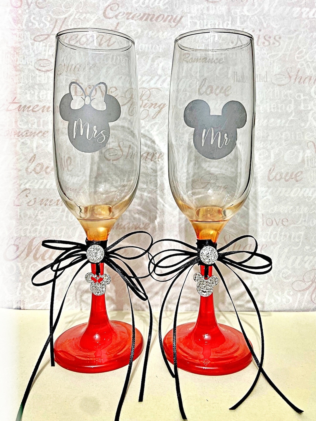 Mickey Mouse Wedding Champagne Glasses, Disney Inspired Mickey and ...