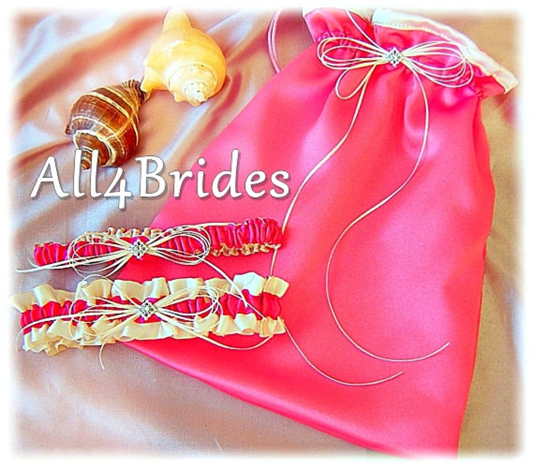 Hot Pink Wedding Money Dance Bag and Bridal Leg Garter Set, Bridal ...