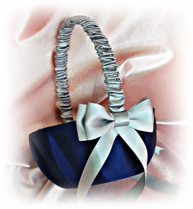 Wedding Navy Blue and Gray Ring Bearer Pillow and Flower Girl - Etsy