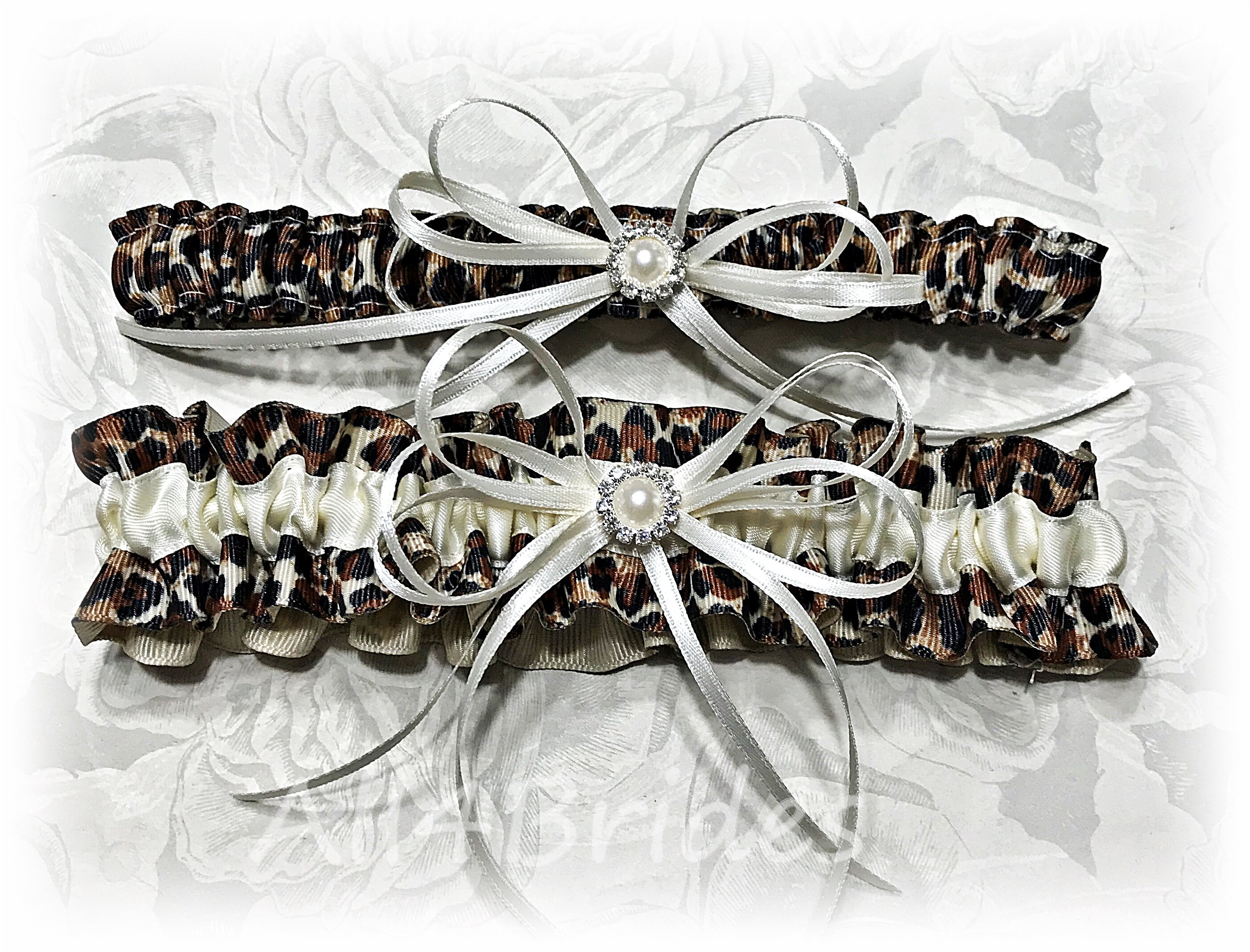 Leopard Cheetah Print Wedding Bridal Leg Garters, Animal Print Leg ...