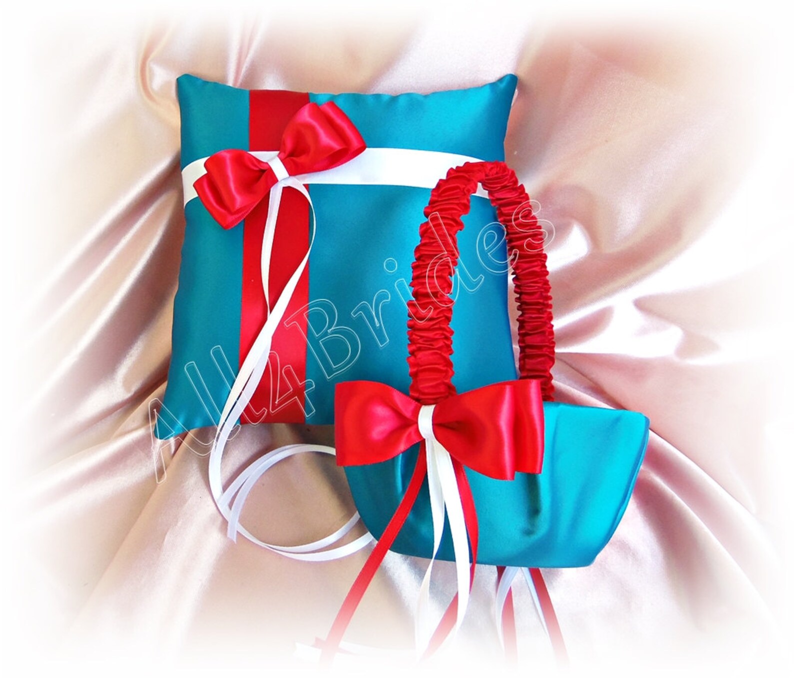 Red and Turquoise Wedding Leg Garters Bridal Keepsake and - Etsy