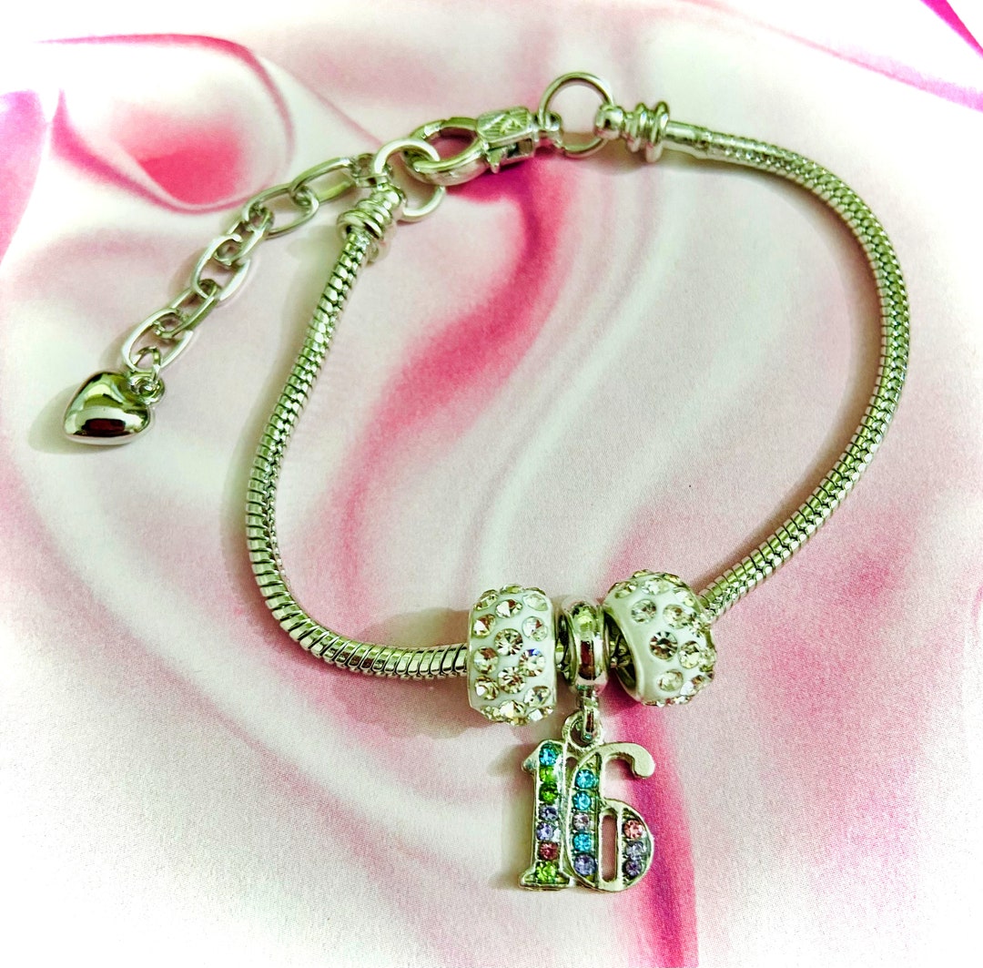 Sweet 16 Crystal Charm Bracelet, Birthday Gift - Etsy