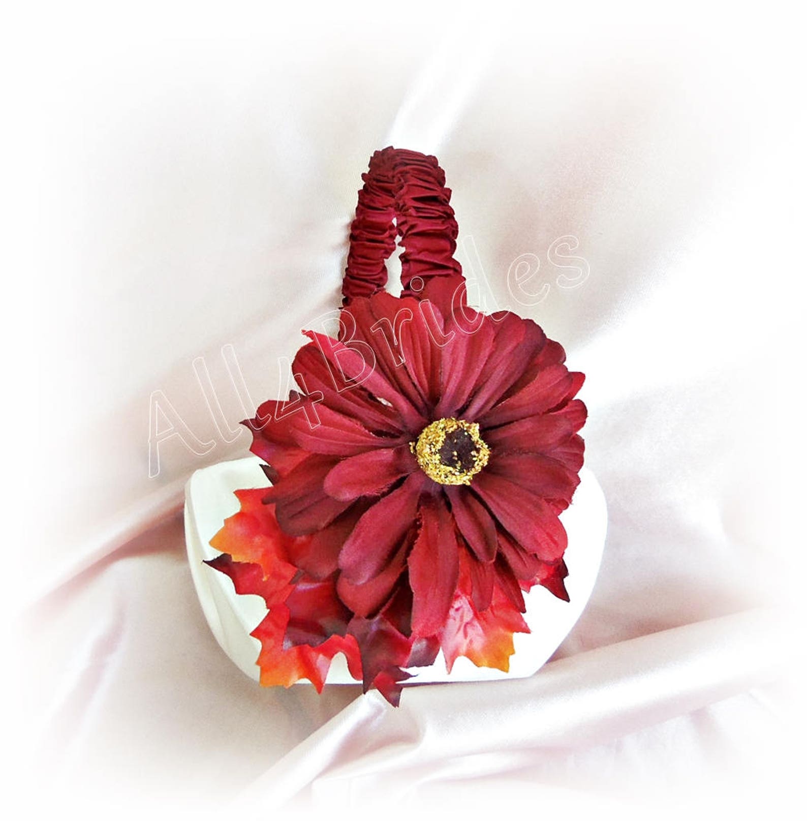 Fall Leaves Wedding Bridal Leg Garters Burgundy and Persimmon, Bridal ...