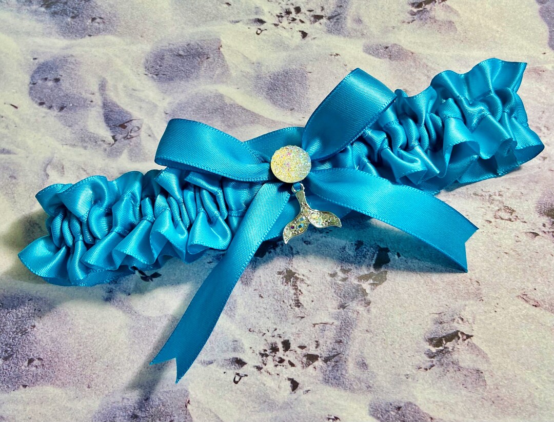Beach Wedding Bridal Leg Garter, Mermaid Tail Charm, Turquoise Wedding ...