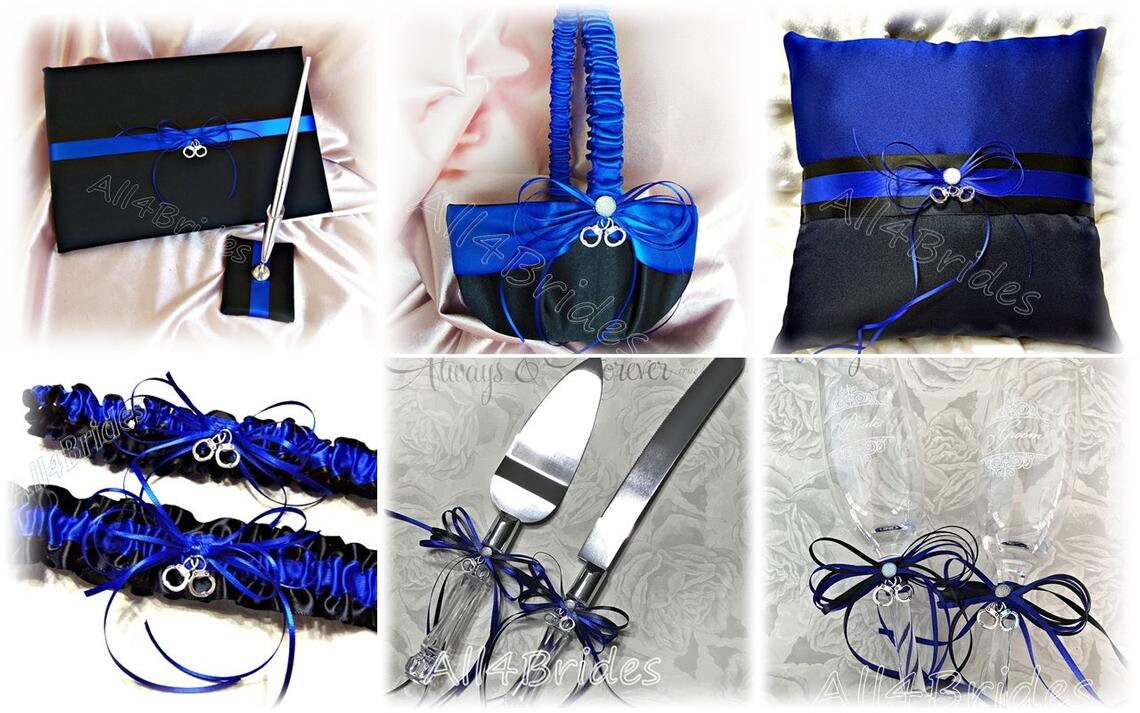 Blue Line Wedding Cake Cutting Set Handcuff Charms Blue and - Etsy