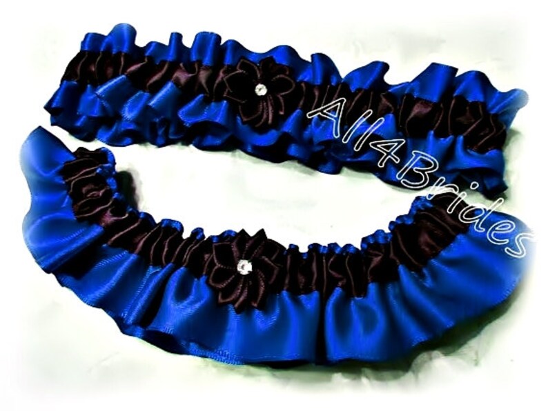 Royal Blue and Black Wedding Bridal Leg Garter Set Blune Line | Etsy