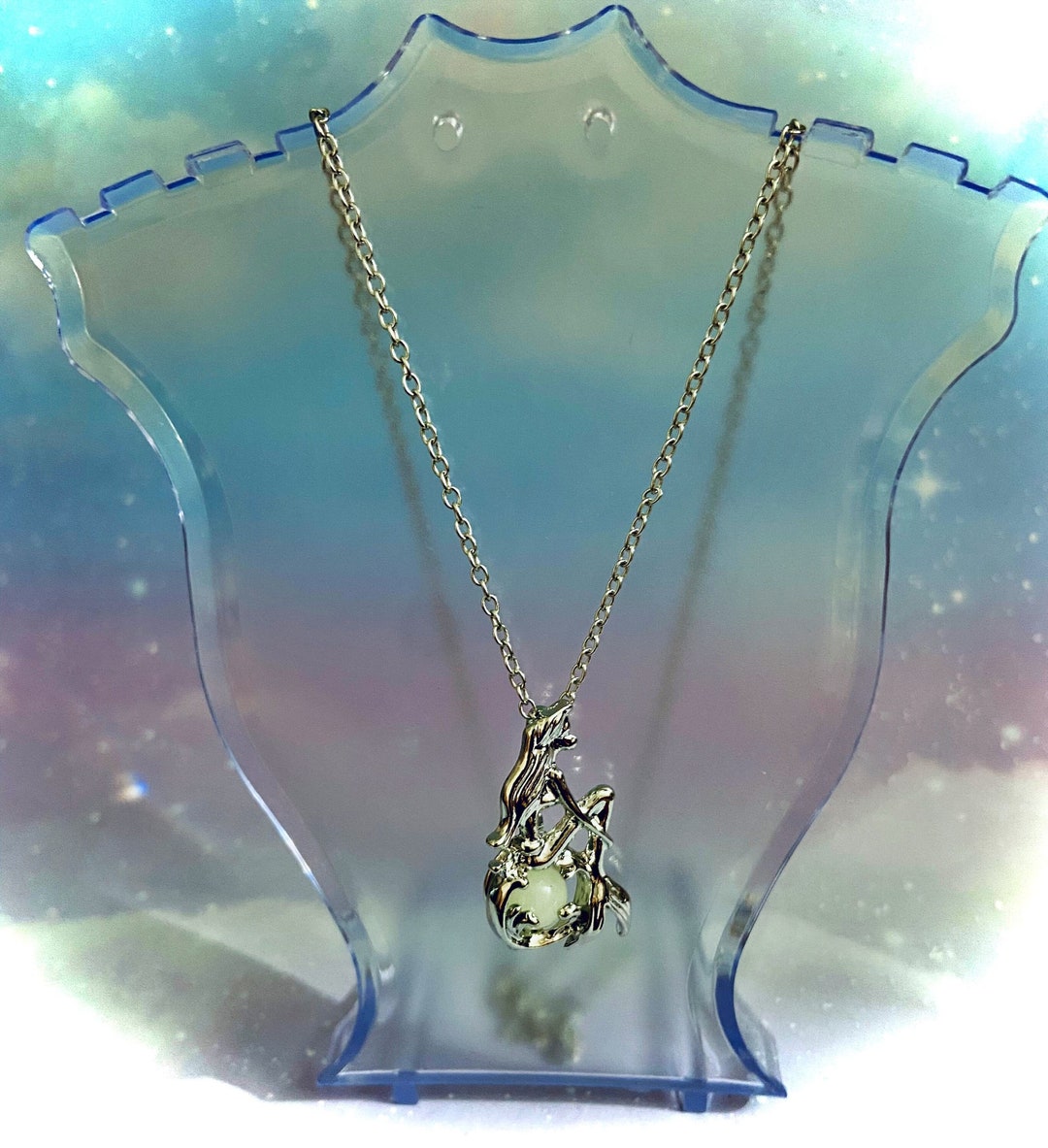 Mermaid Glow in the Dark Charm Necklace - Etsy