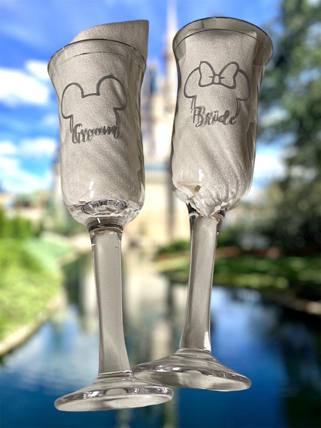 Mickey Mouse Wedding Champagne Glasses, Disney Inspired Mickey and ...