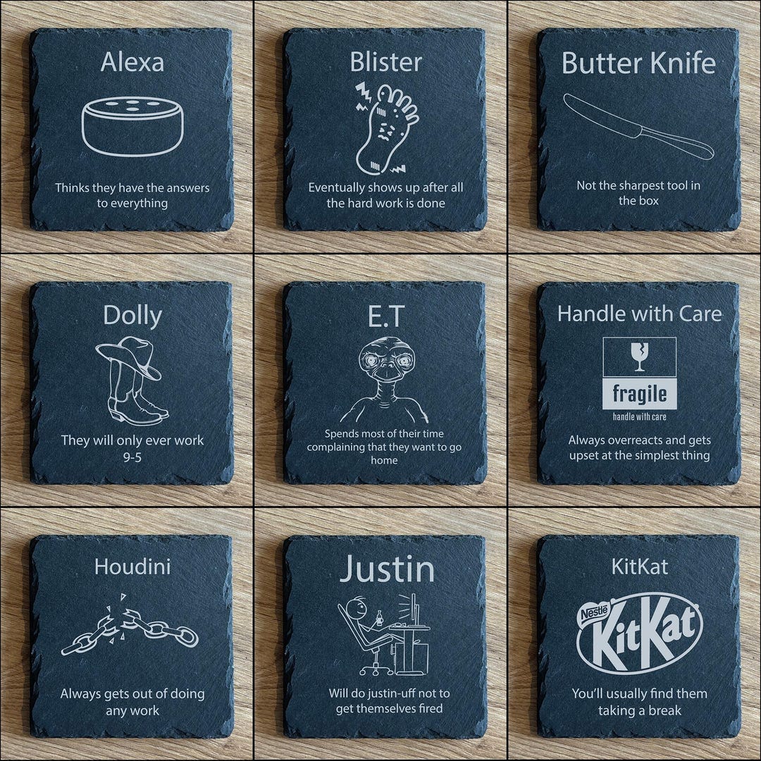 Funny Slate Office Coasters, Humorous Desk Decor - Etsy UK