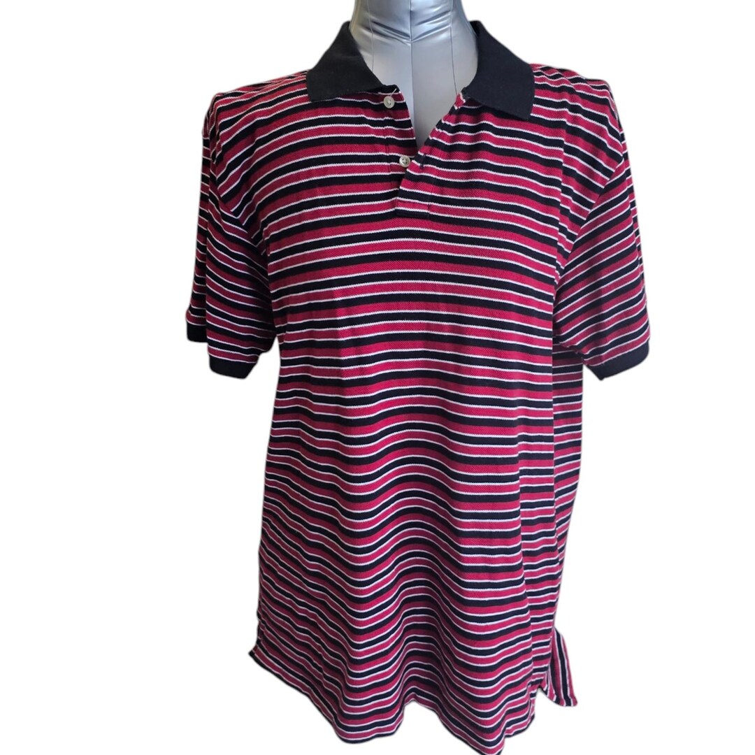 Vintage XPBX Basics Men's Striped Golf Polo Shirt Red, Black, Size L - Etsy