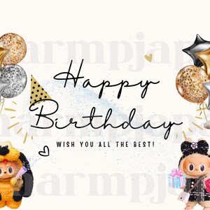 Labubu Birthday Card With Free Sticker. Customized Birthday Card - Etsy