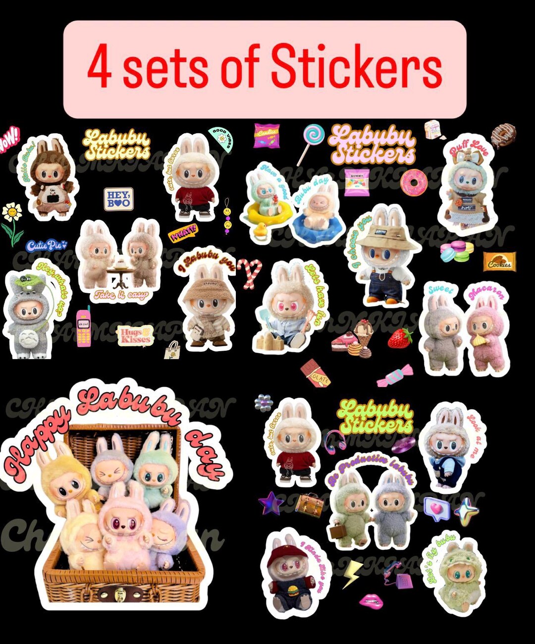 Buy Funny Labubu Stickers. PNG and PDF File Online in India - Etsy