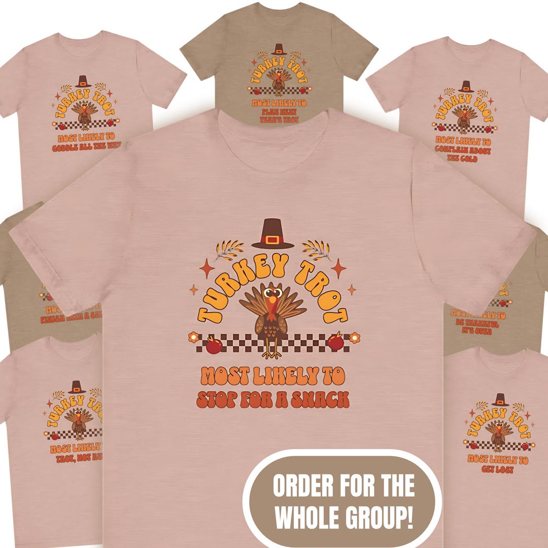 Turkey Trot Squad Shirts, 2024 Turkey Trot Matching Group Tshirts ...