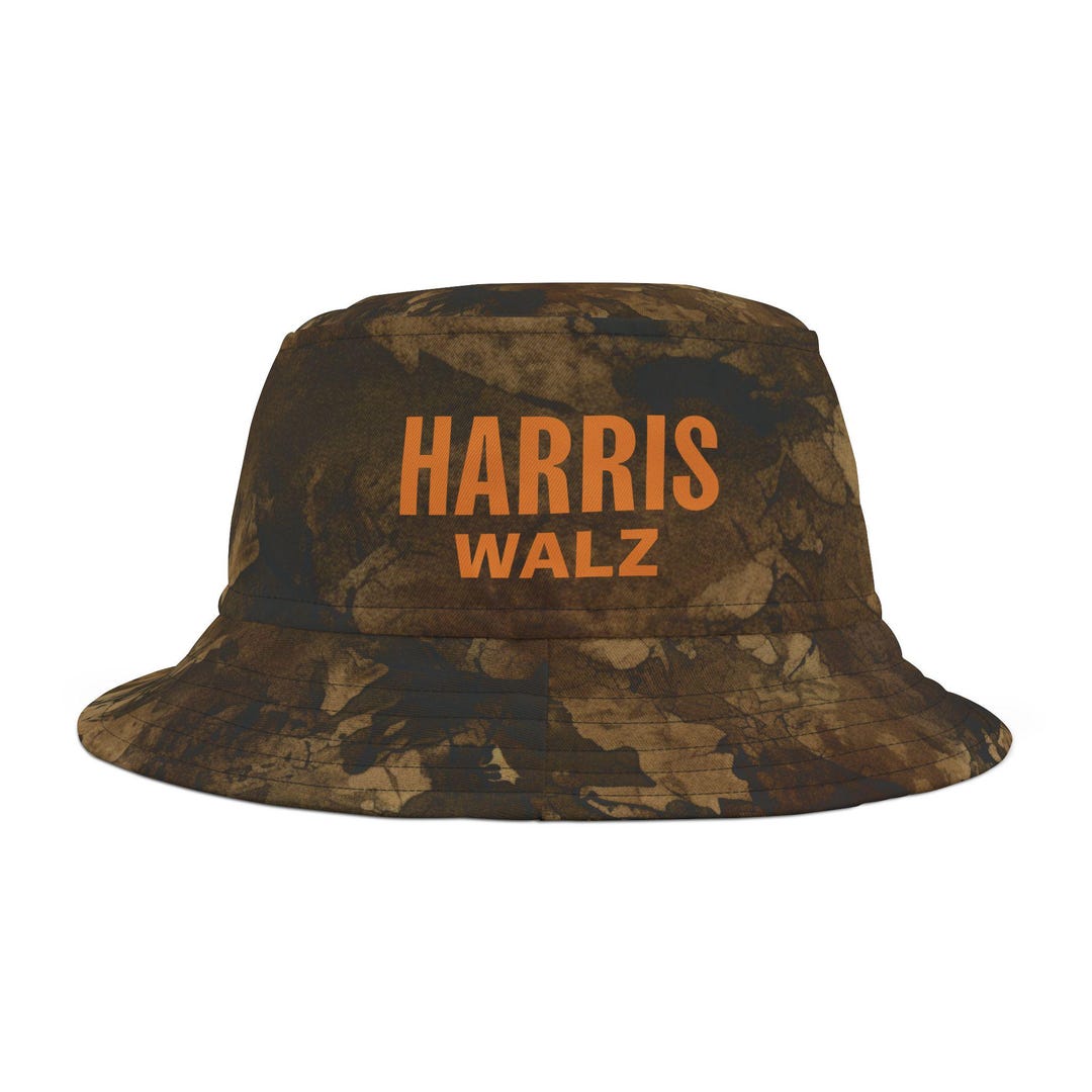 Harris Walz Camo Hat Election 2024 Kamala Harris Tim Walz VP Bucket Hat ...