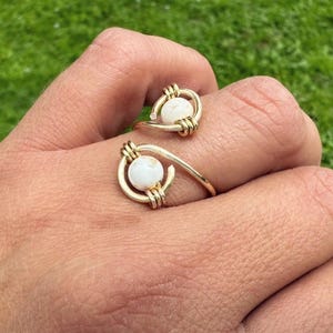 White Wagnerite Stone Wire Ring - Etsy