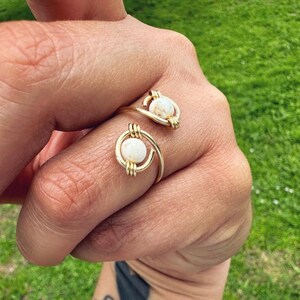 White Wagnerite Stone Wire Ring - Etsy