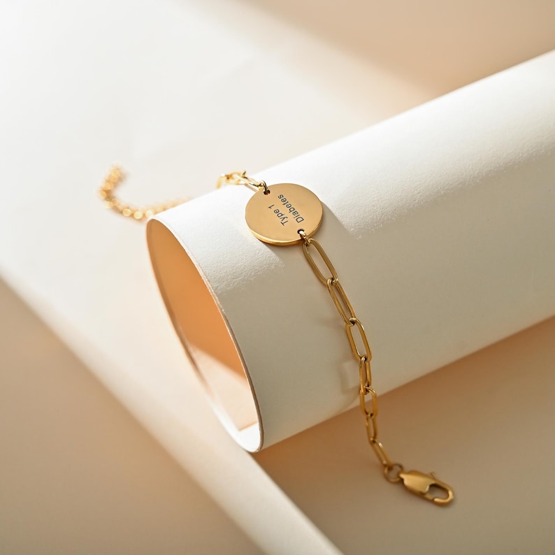 Women’s Engraved Medical ID Bracelet, Custom Adjustable Gold/ Silver ...