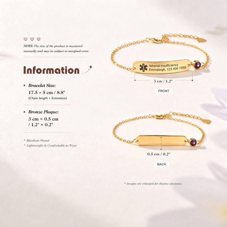 Women’s Custom Medical ID Silver Bracelet, Adjustable Copper Medical ...