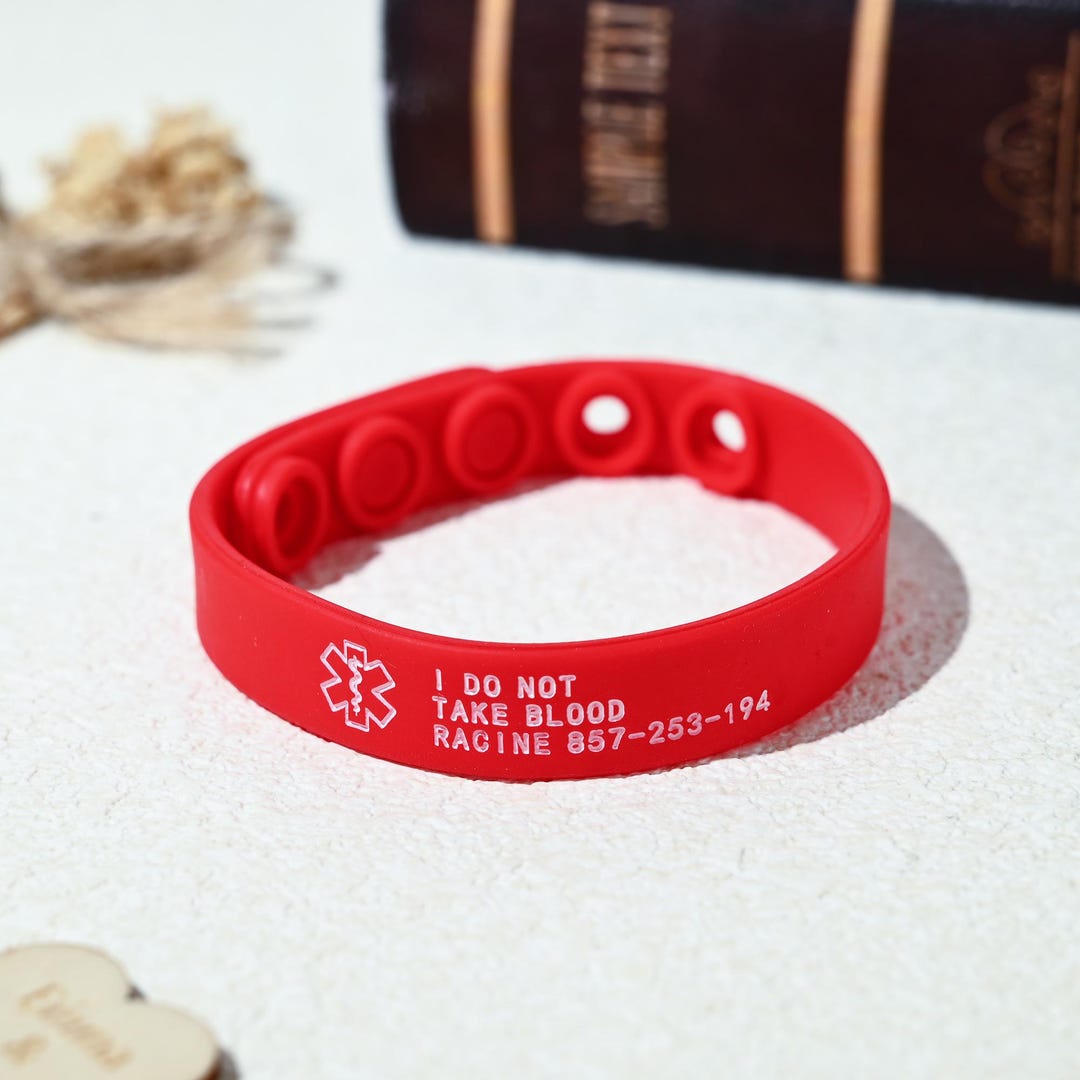 Custom Medical Alert Bracelet, Adjustable Medic ID Bracelets, Silicone ...