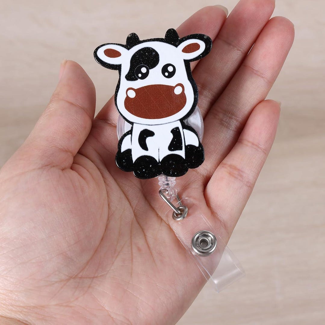 Funny Cow Badge Reel, Cute Pediatric Retractable ID Card Badge Holder ...