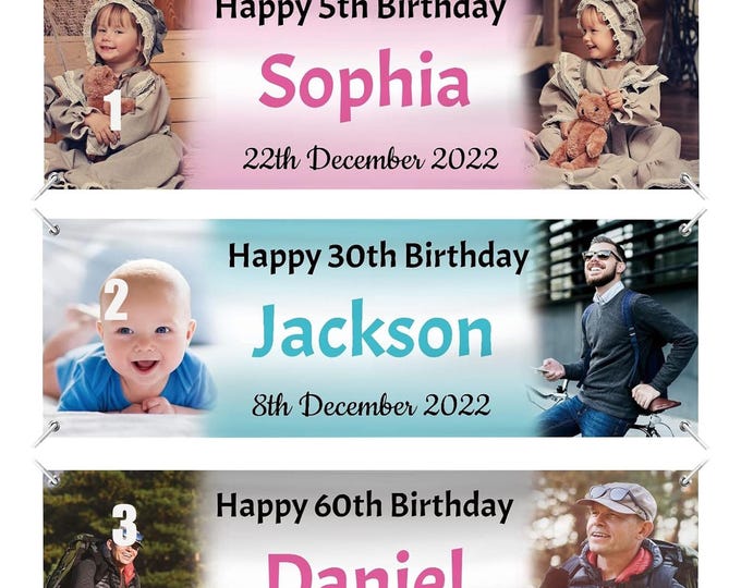 Birthday Banner Personalized With Photo, Birthday Banner With Picture ...