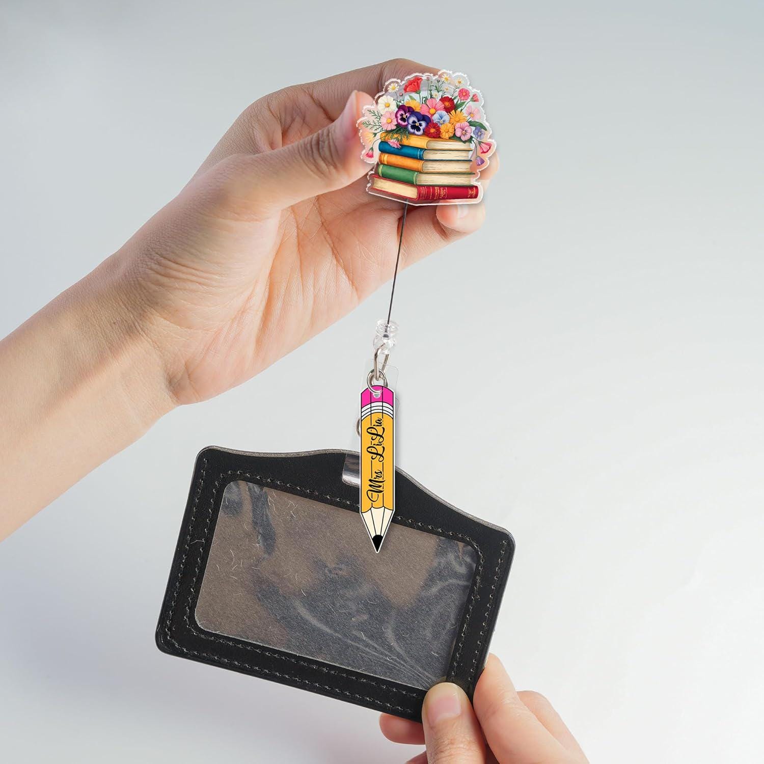 Personalized Teacher Badge Reel With Charm, Custom Badge Reel for ...