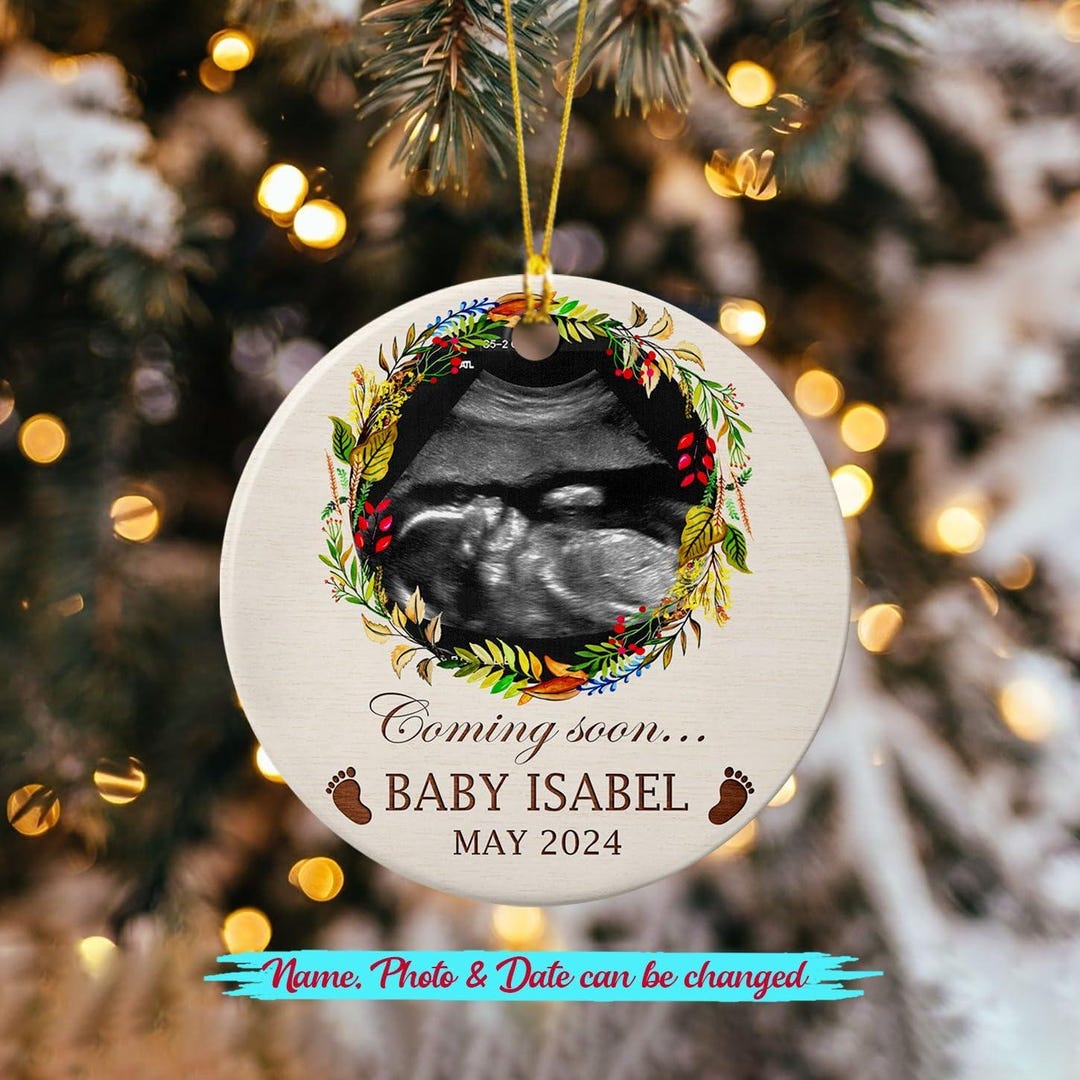 Personalized Baby Bump's Photo Ceramic Ornaments, Baby Coming Soon ...