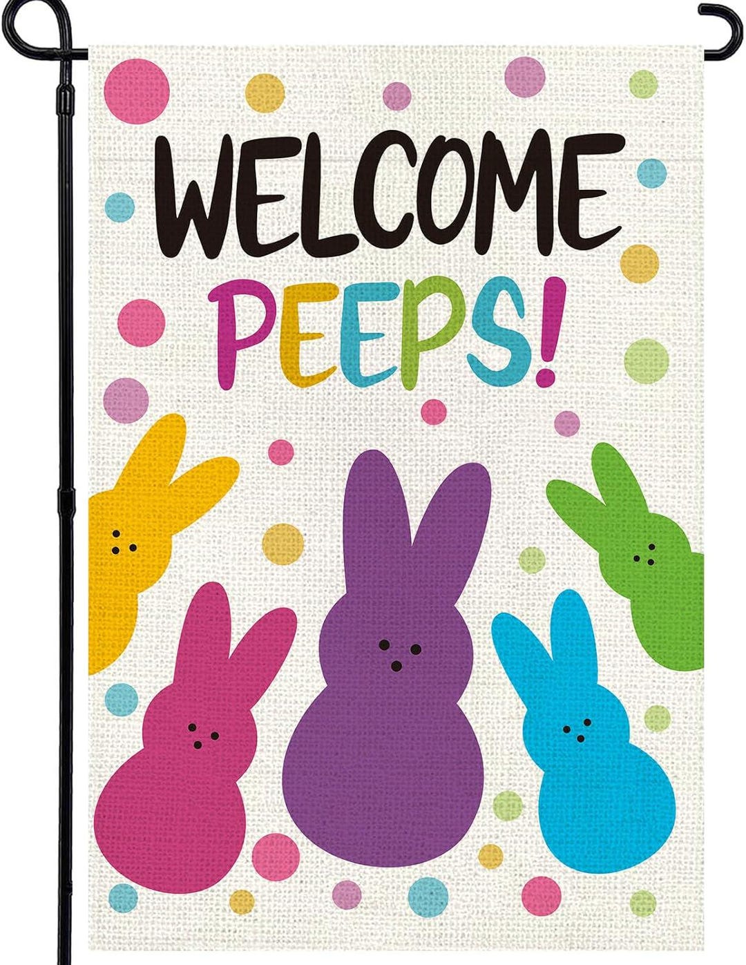 Double Sided Welcome Peeps Easter Bunny Garden Flag, Cute Colorful ...