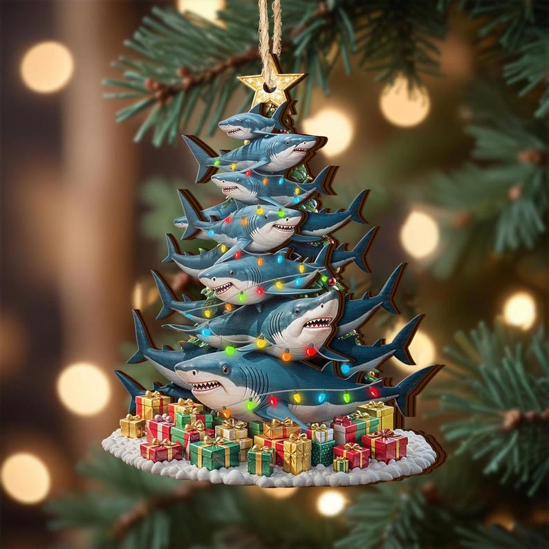 Shark Christmas Ornaments, Sea Life Ornaments, Christmas Tree Hanging,2 ...