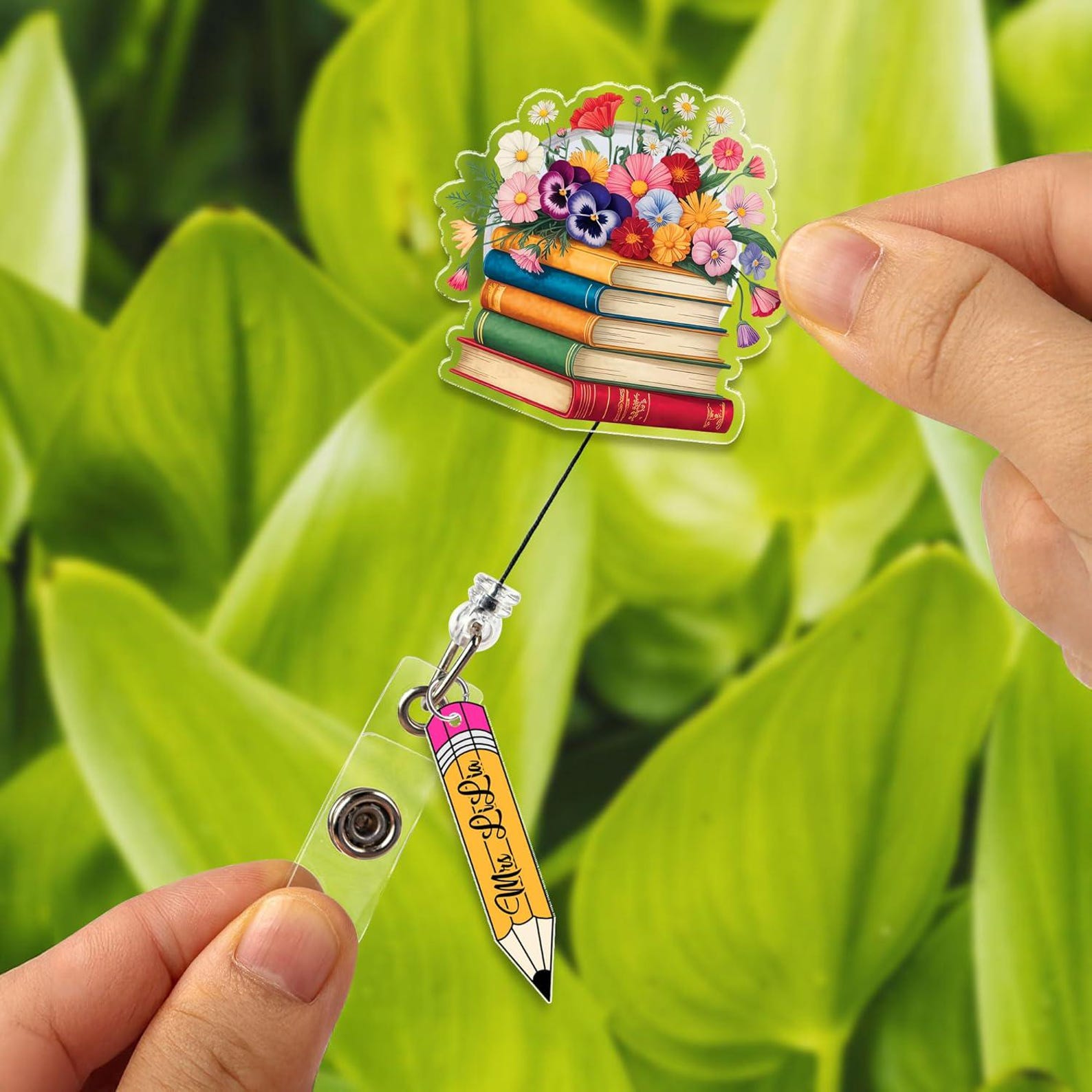 Personalized Teacher Badge Reel With Charm, Custom Badge Reel for ...