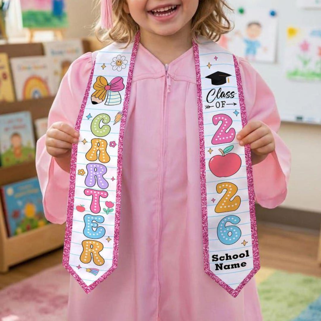 Kindergarten Graduation Stole 2026 Personalized Name School Polyester ...