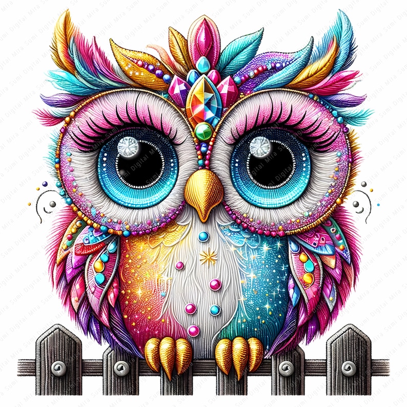 Owl Clipart, Diamond Owl Clipart, Embroidered Style, Pink Owl ...