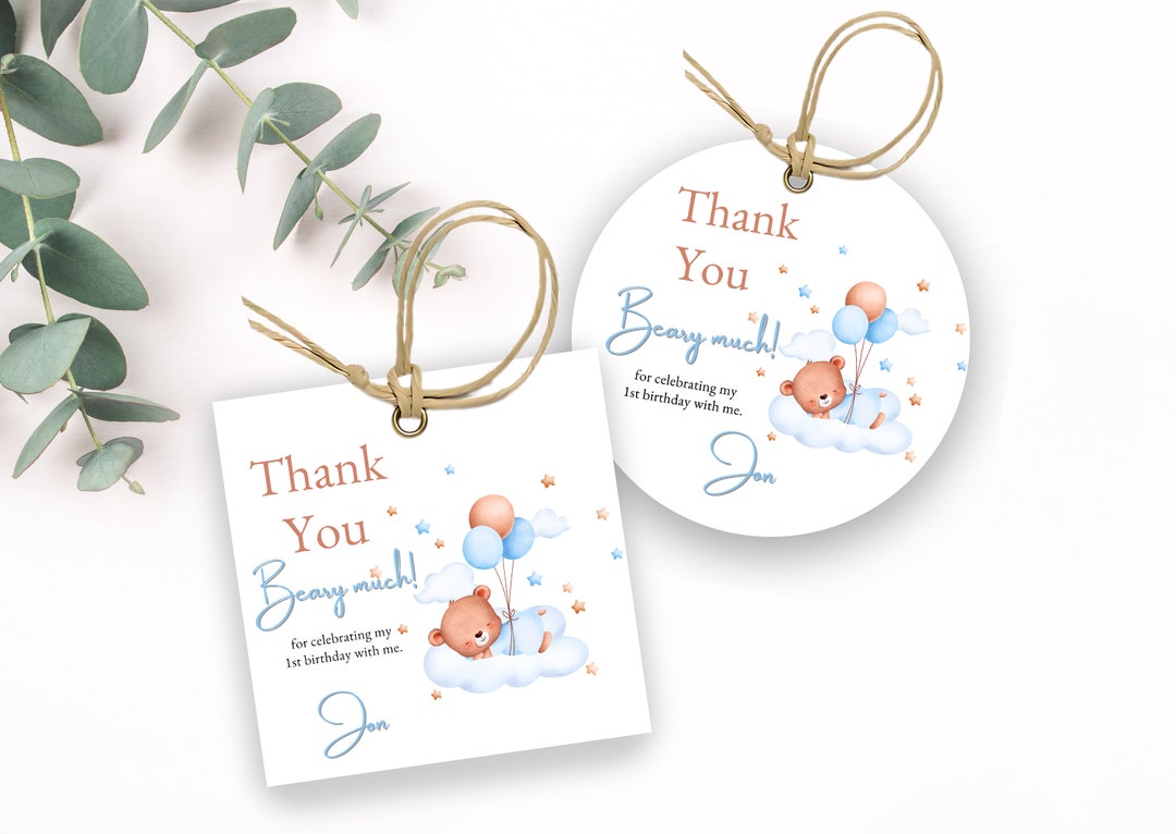 Minimalist Blue Teddy Bear Gift Tag Cute Teddy Bear Design Baby Blue ...