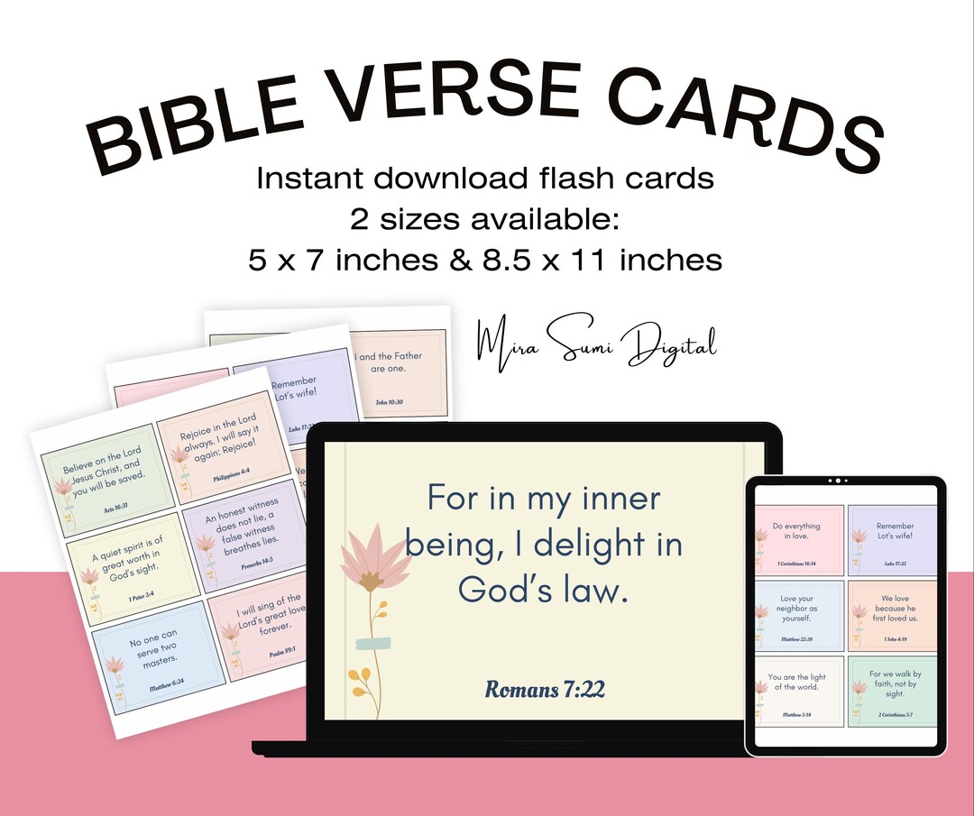 Bible Verse Cards, Printable Bible Verse Cards, Short Bible Verse Flash ...