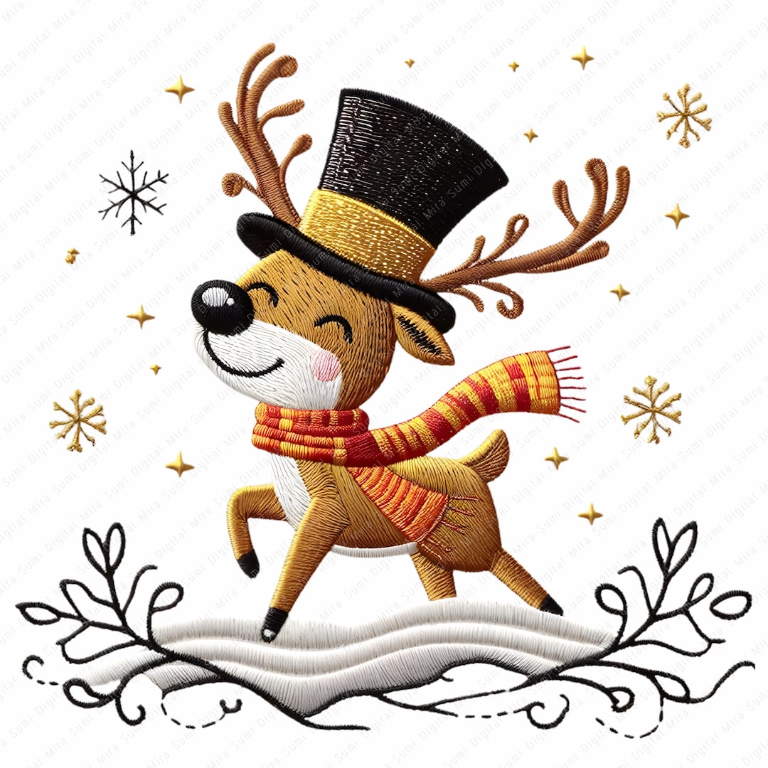 Reindeer Clipart, Christmas Clip Art, Whimsical Junk Journal, Print on ...