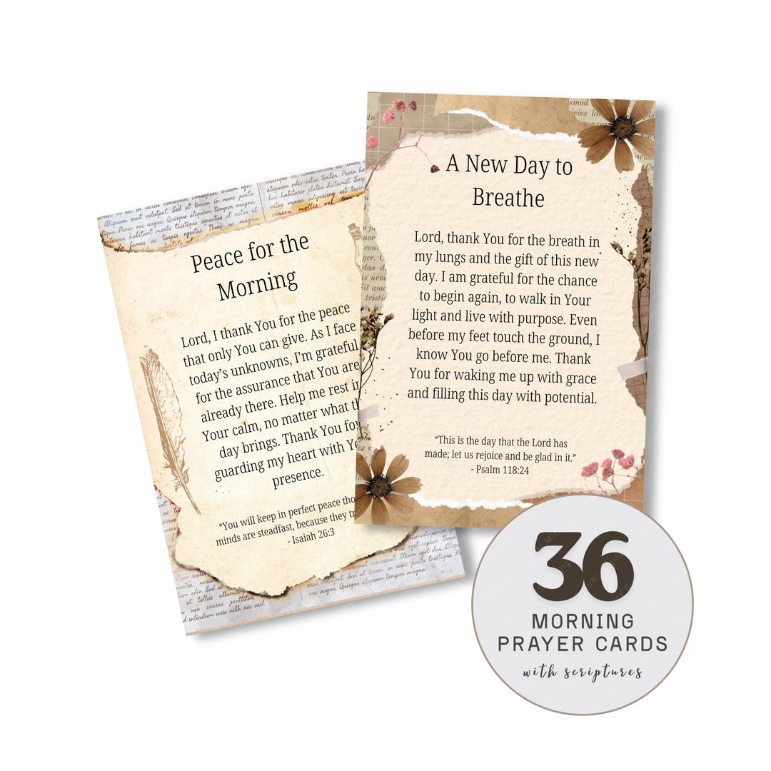 36 Morning Prayer Card, Printable Scripture Cards, Boho Bible Verses ...