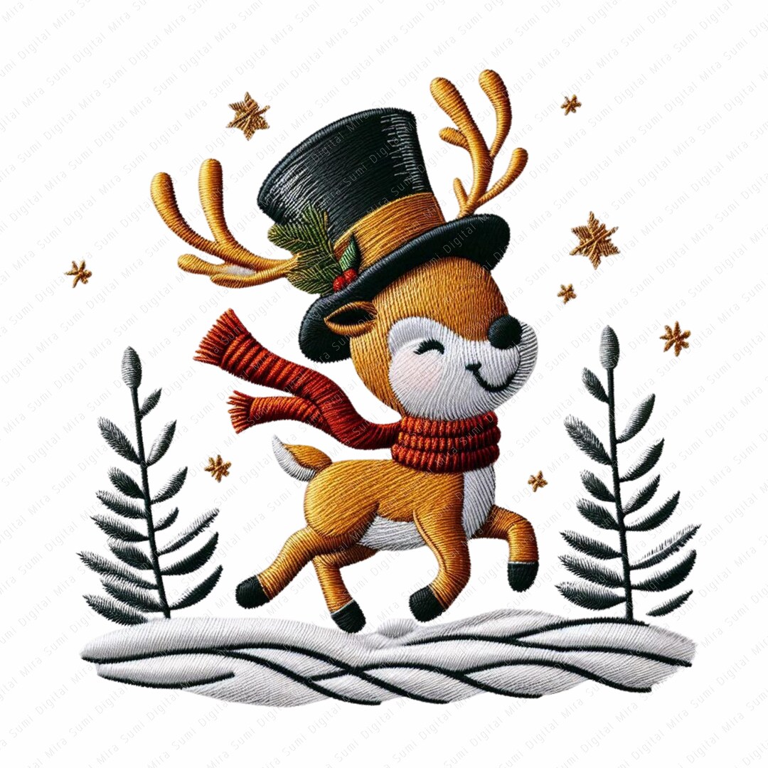 Reindeer Clipart, Christmas Clip Art, Whimsical Junk Journal, Print on ...