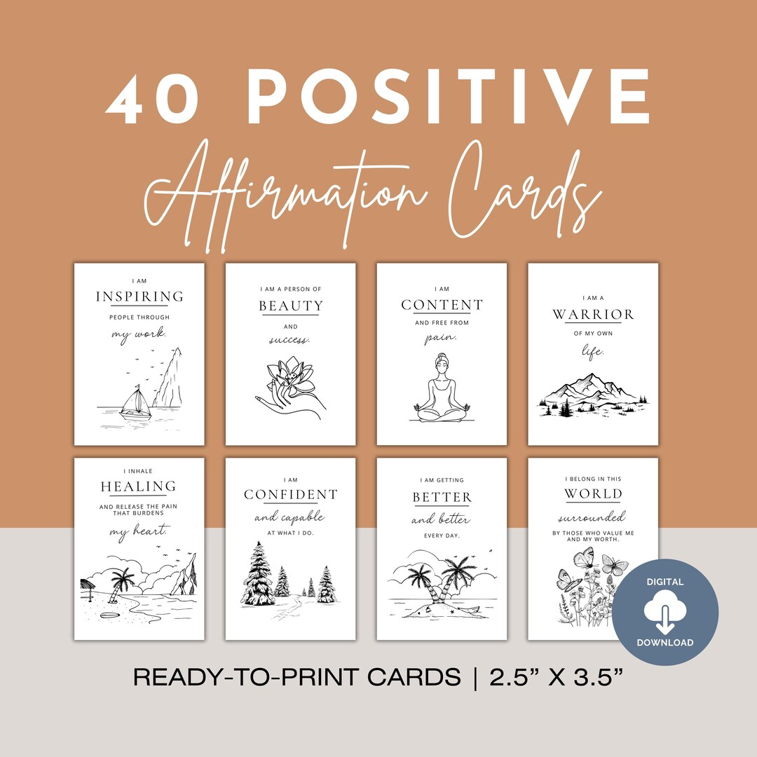 Minimalist Black and White Affirmation Cards for Self-care and ...