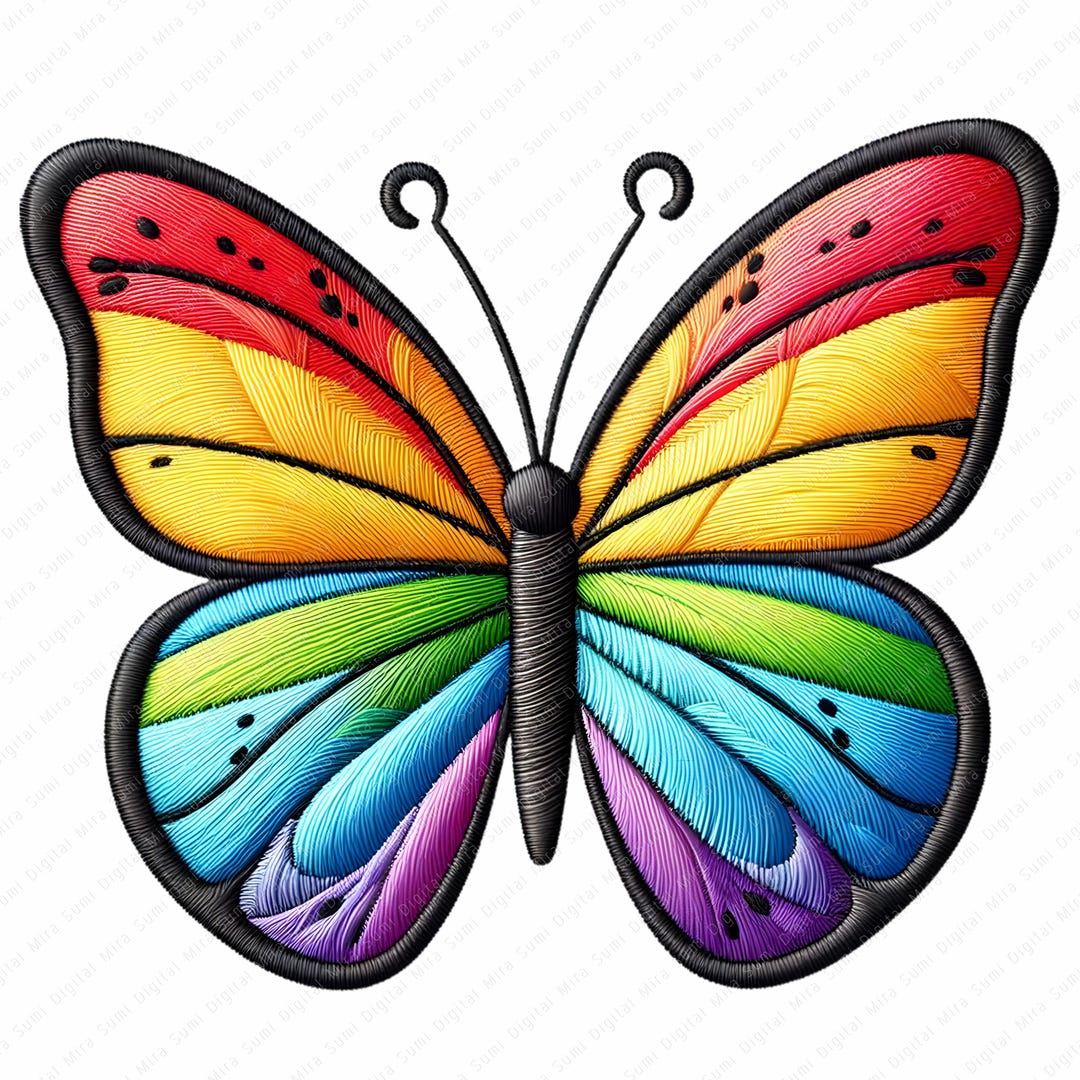 Rainbow Butterfly Clipart, Whimsical Butterflies Clip Art, Print on ...