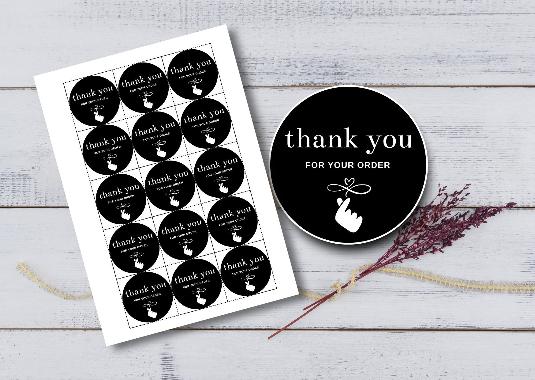 PRINTABLE Black Tags, Round Tags Instant Download, Thank You Business ...